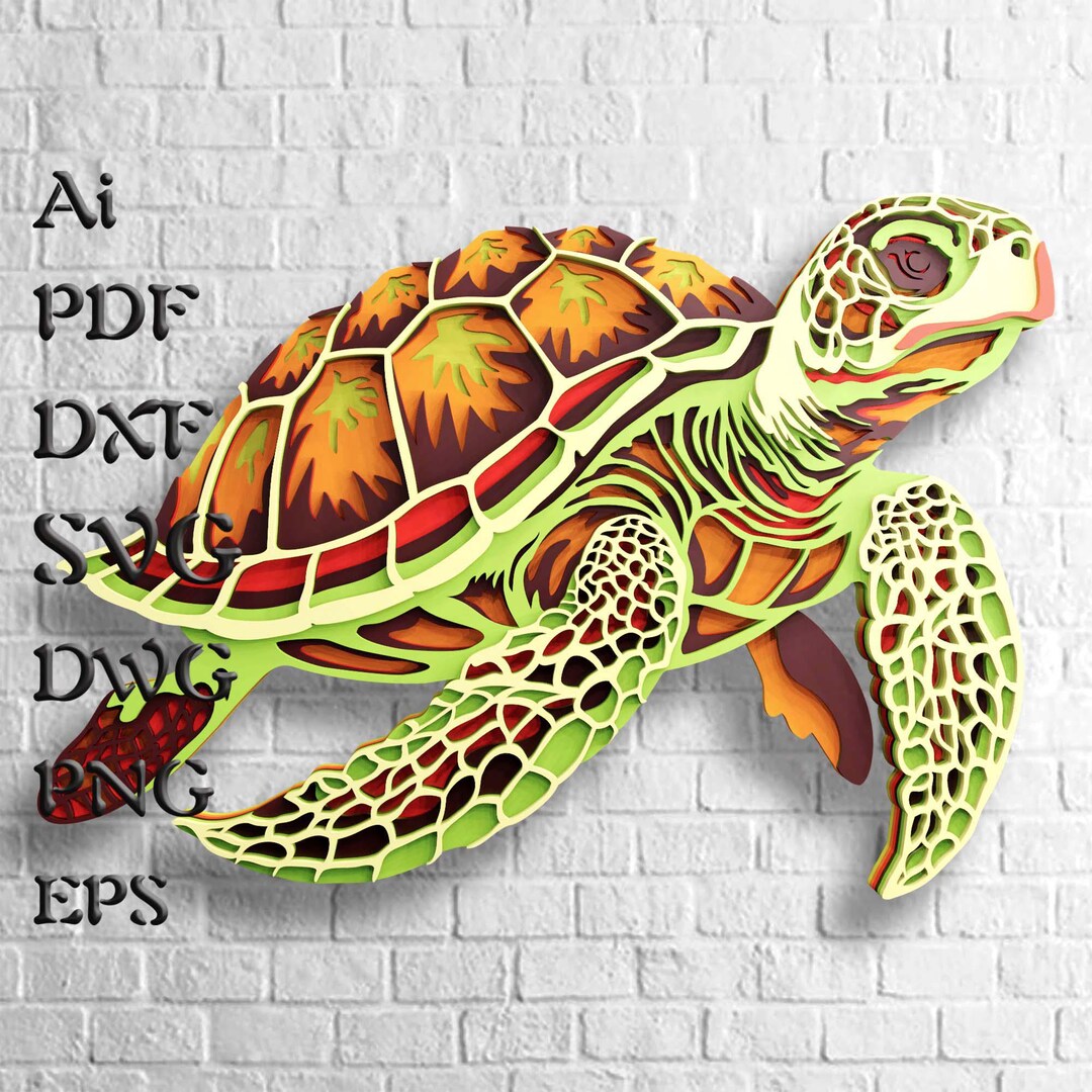 Sea Turtle Multilayer SVG Files, 3D Mandala Svg Files for Laser Cutting ...