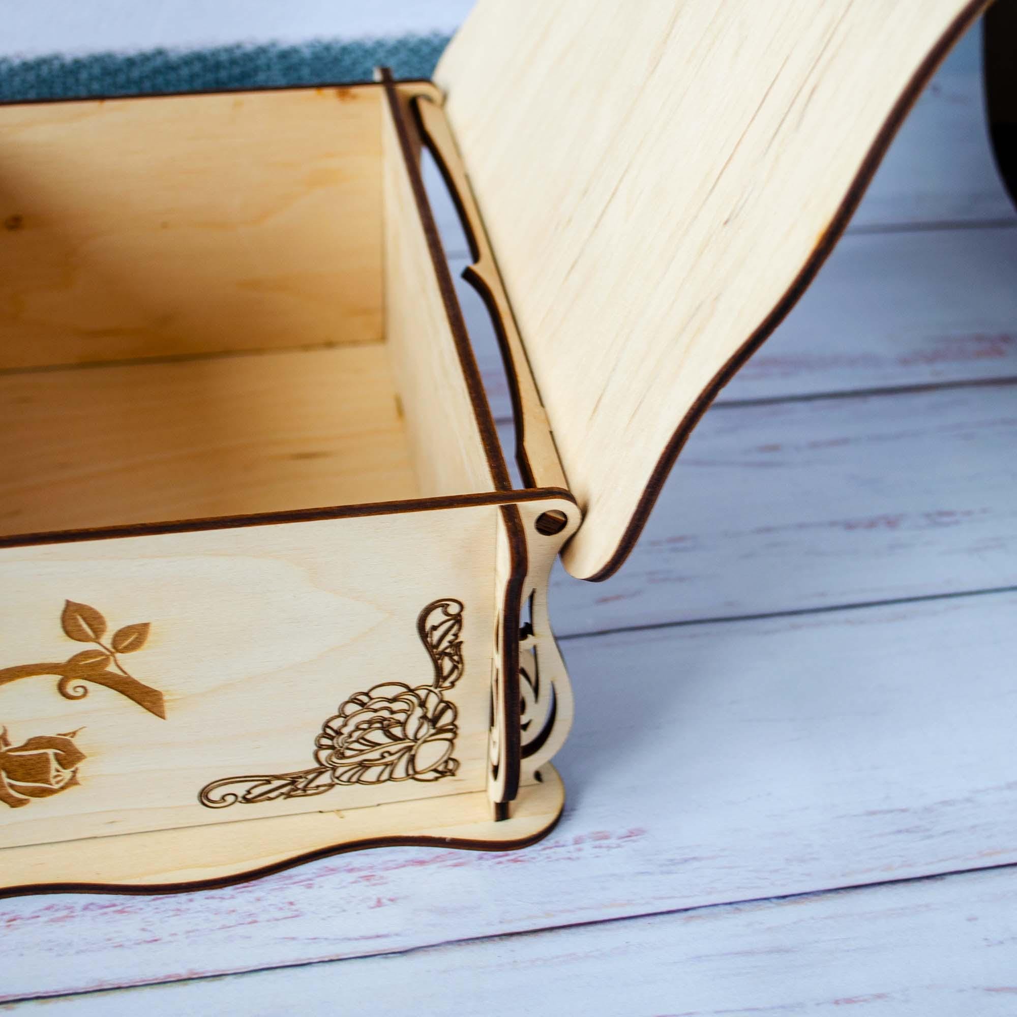 Laser Cut Wooden Box File, Rose Pattern Jewelry Box, Valentine Decor ...