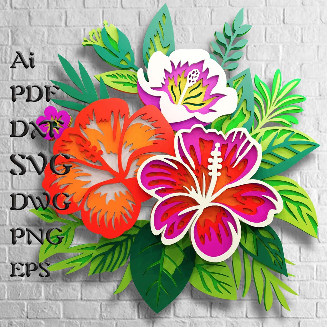 Hibiscus Mandala SVG Files,flower Multilayer Papercraft Files for Laser ...