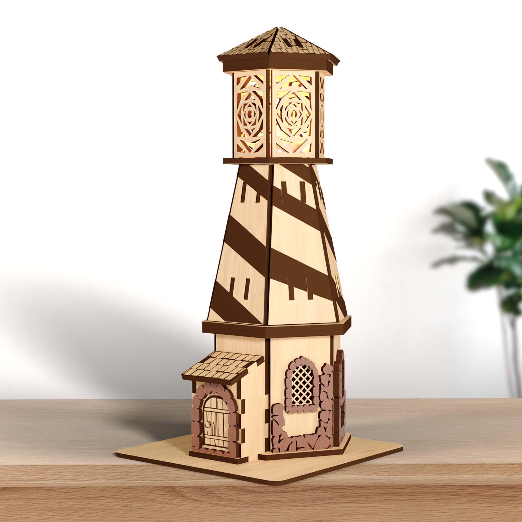 Wooden Lighthouse Laser Cut File, 3D Nautical Night Lamp, Plywood ...