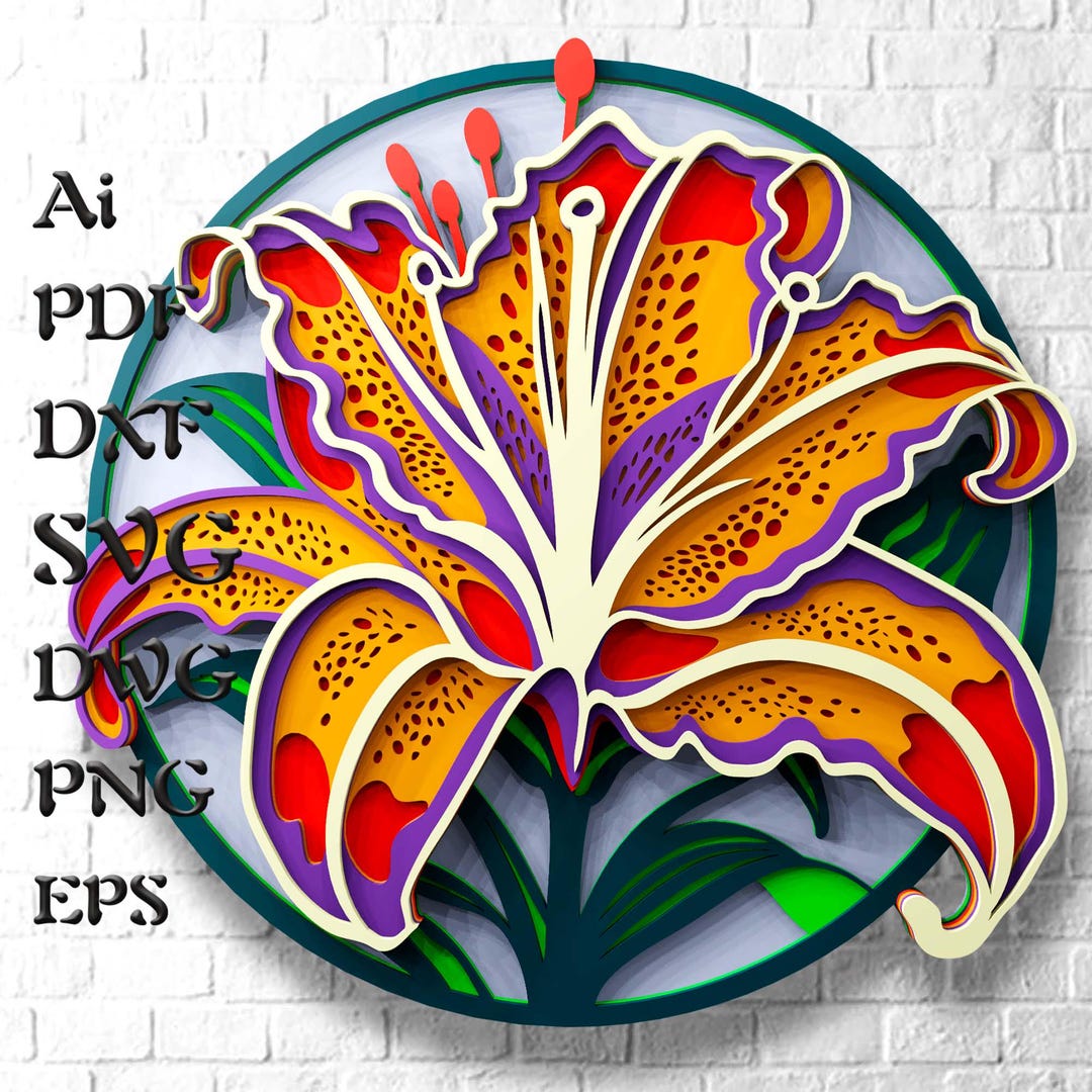 Lily Multilayer SVG Files for Cricut or Laser Cutting, Flower Mandala ...