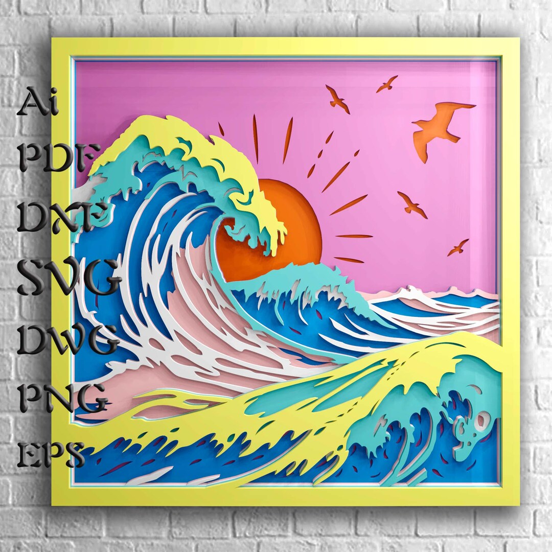 Ocean Waves Mandala SVG Files, Sea Landscape Multilayer Svg, Nautical ...