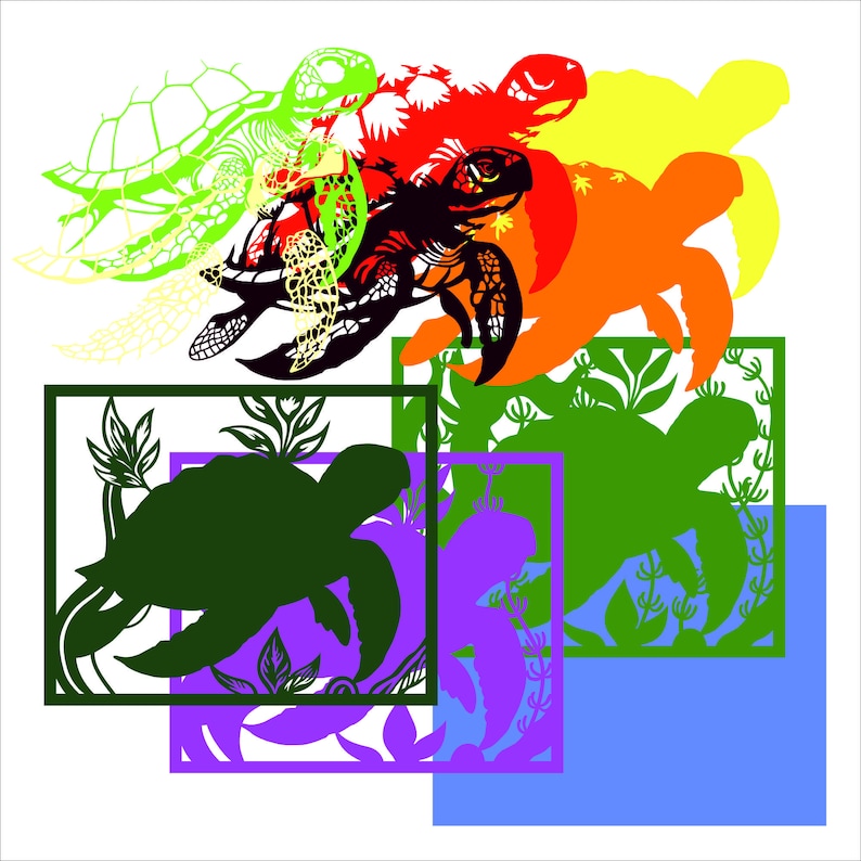 Sea Turtle Multilayer SVG | 3D Layered Nautical Mandala Laser Cut ...