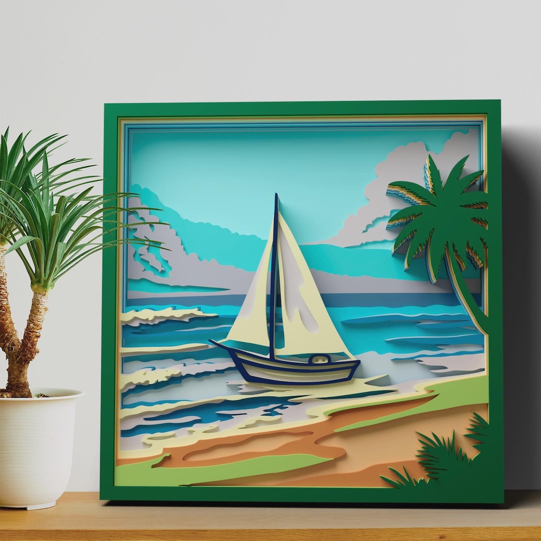 Beach Scene Multilayer SVG | 3D Layered Nautical Mandala Laser Cut ...