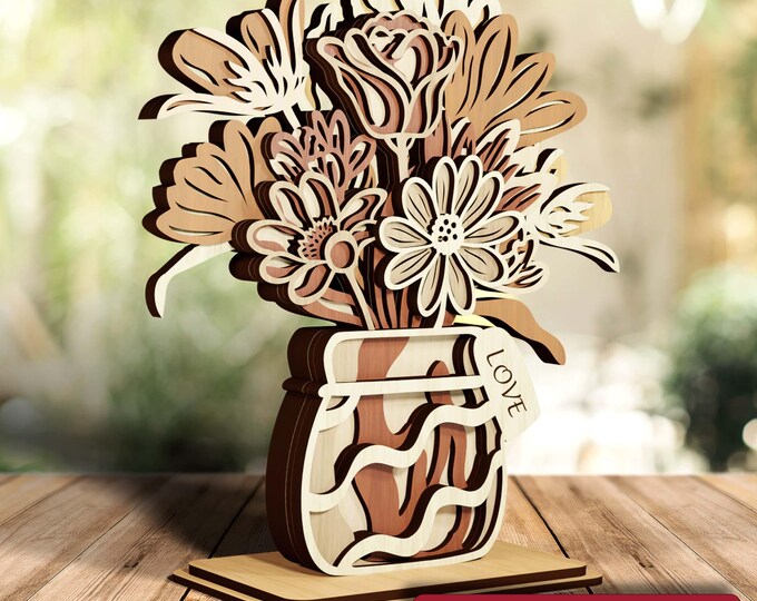 Laser Cut Flowers Vase Table Decor Svg Cutting File Glowforge 3d ...