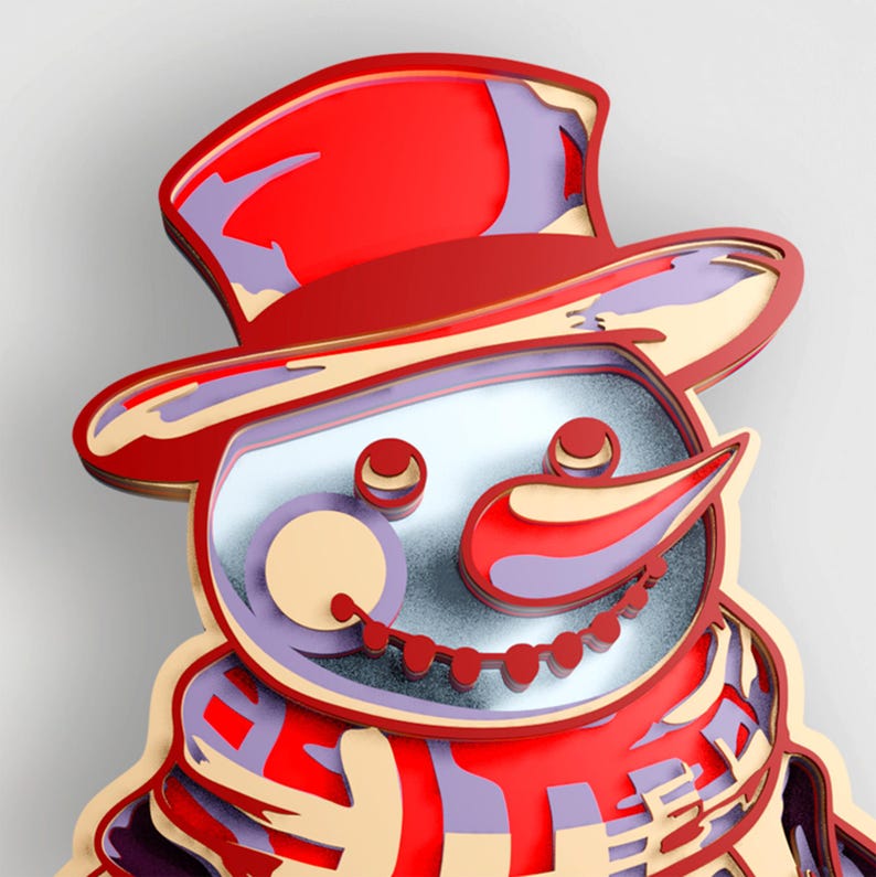 Snowman Multilayer SVG | 3D Layered Christmas Mandala Laser Cut Cricut ...
