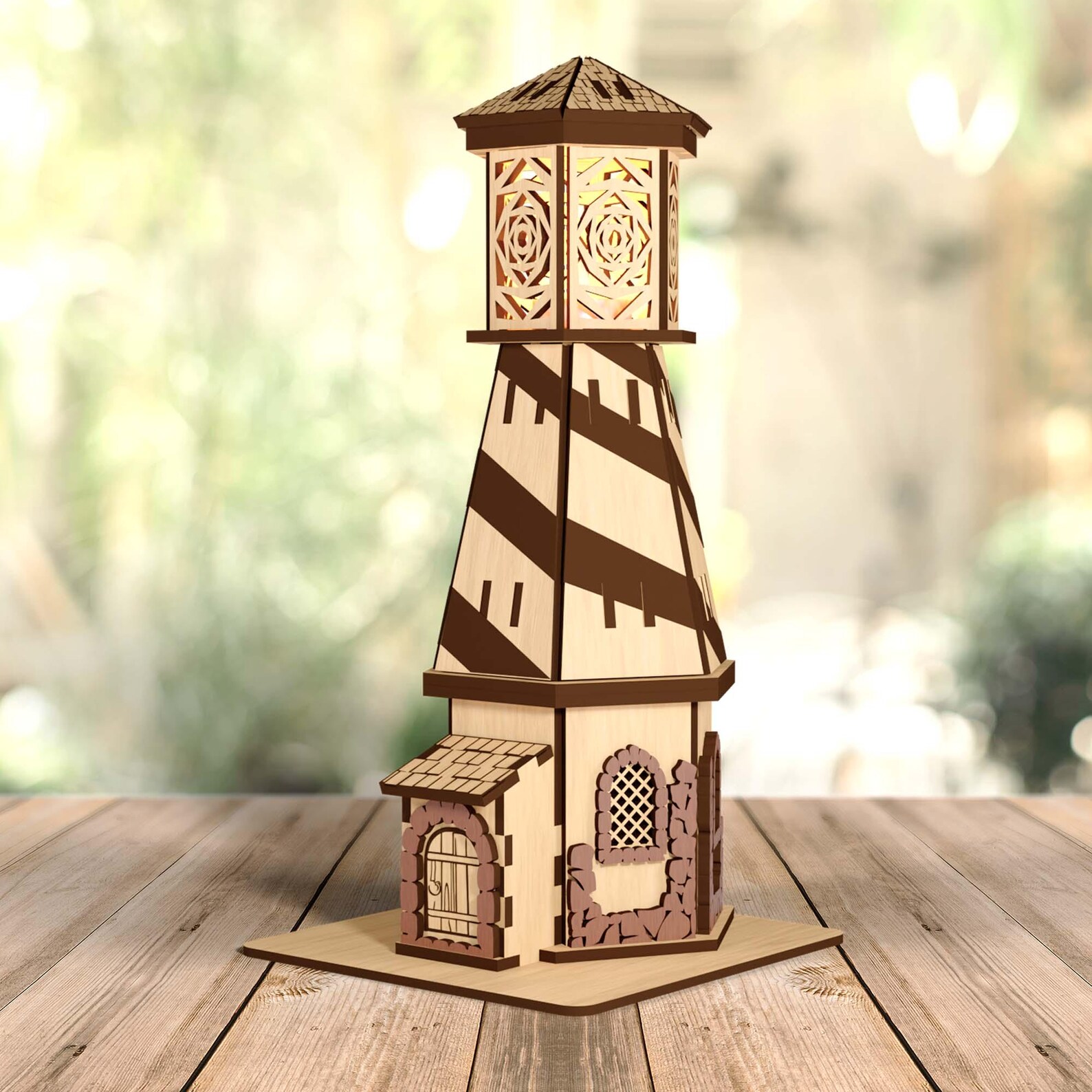 Wooden Lighthouse Laser Cut File, 3D Nautical Night Lamp, Plywood ...