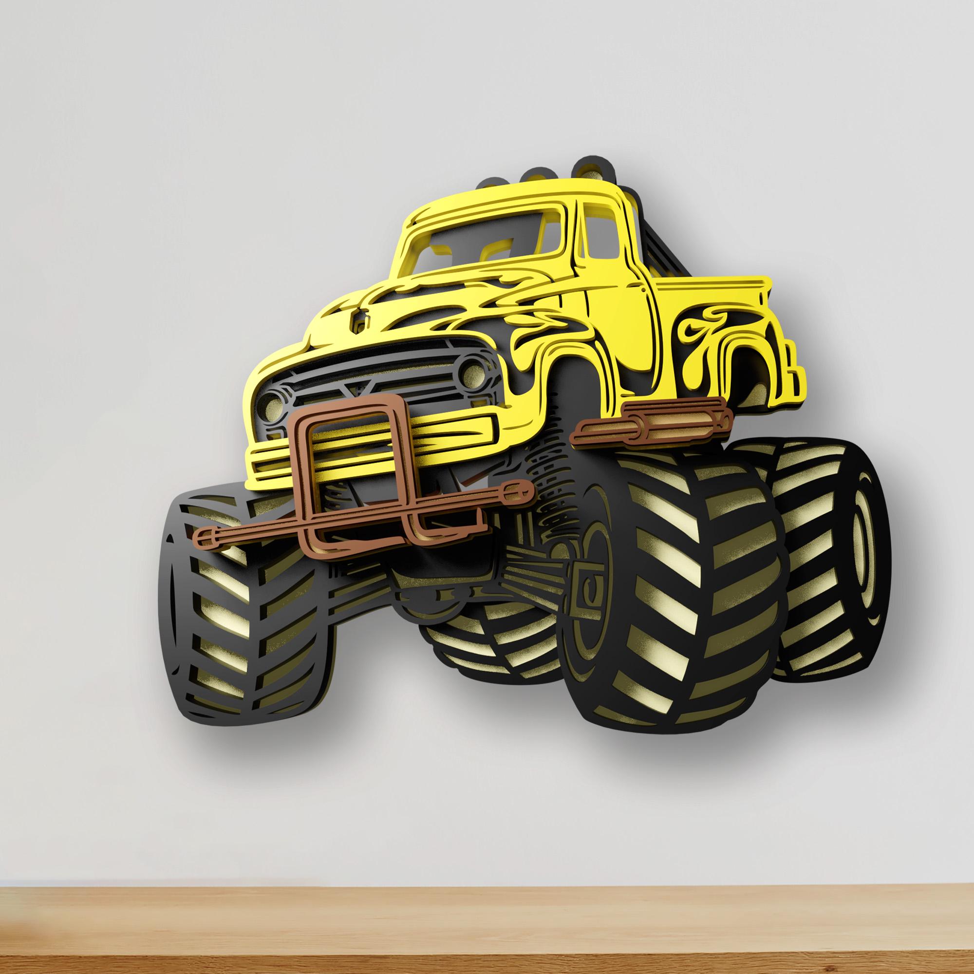 Monster Truck Layered SVG Files, Multilayer Panels for Laser Cutting ...