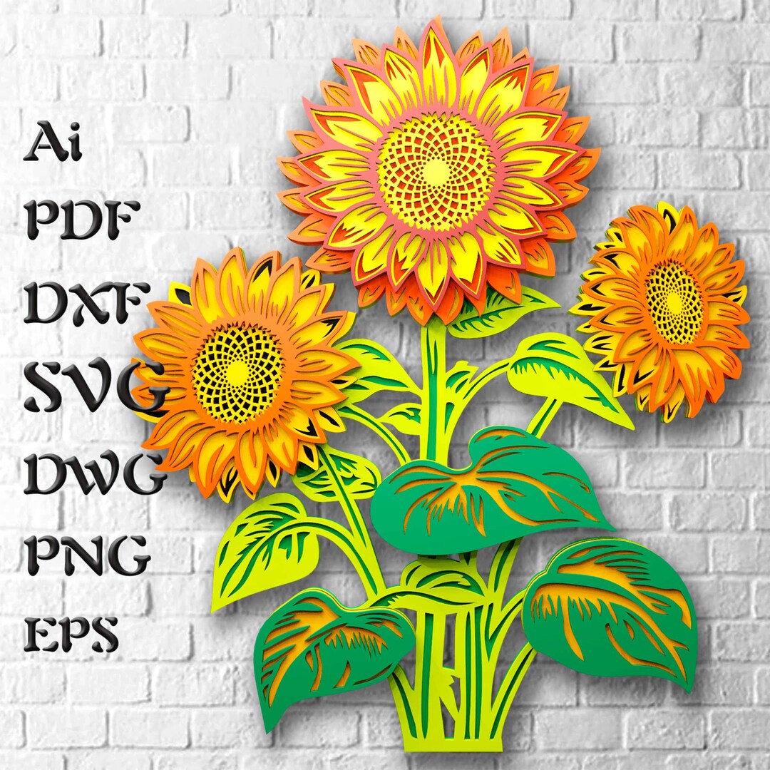 Sunflower 3D Mandala SVG Files, Flower Multilayer Panel for Laser ...