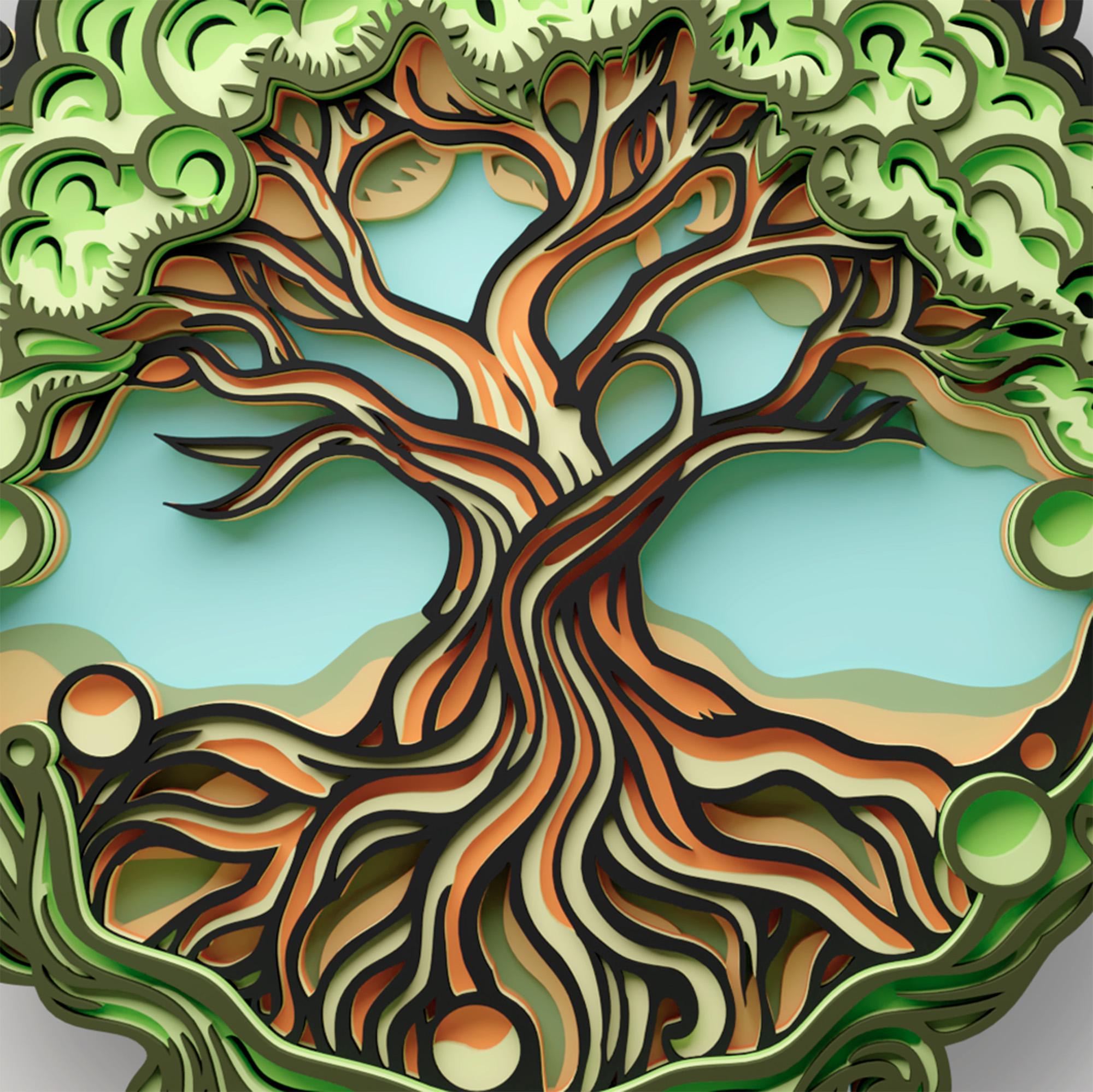 Tree of Life Multilayer SVG | 3D Layered Family Mandala Laser Cut ...
