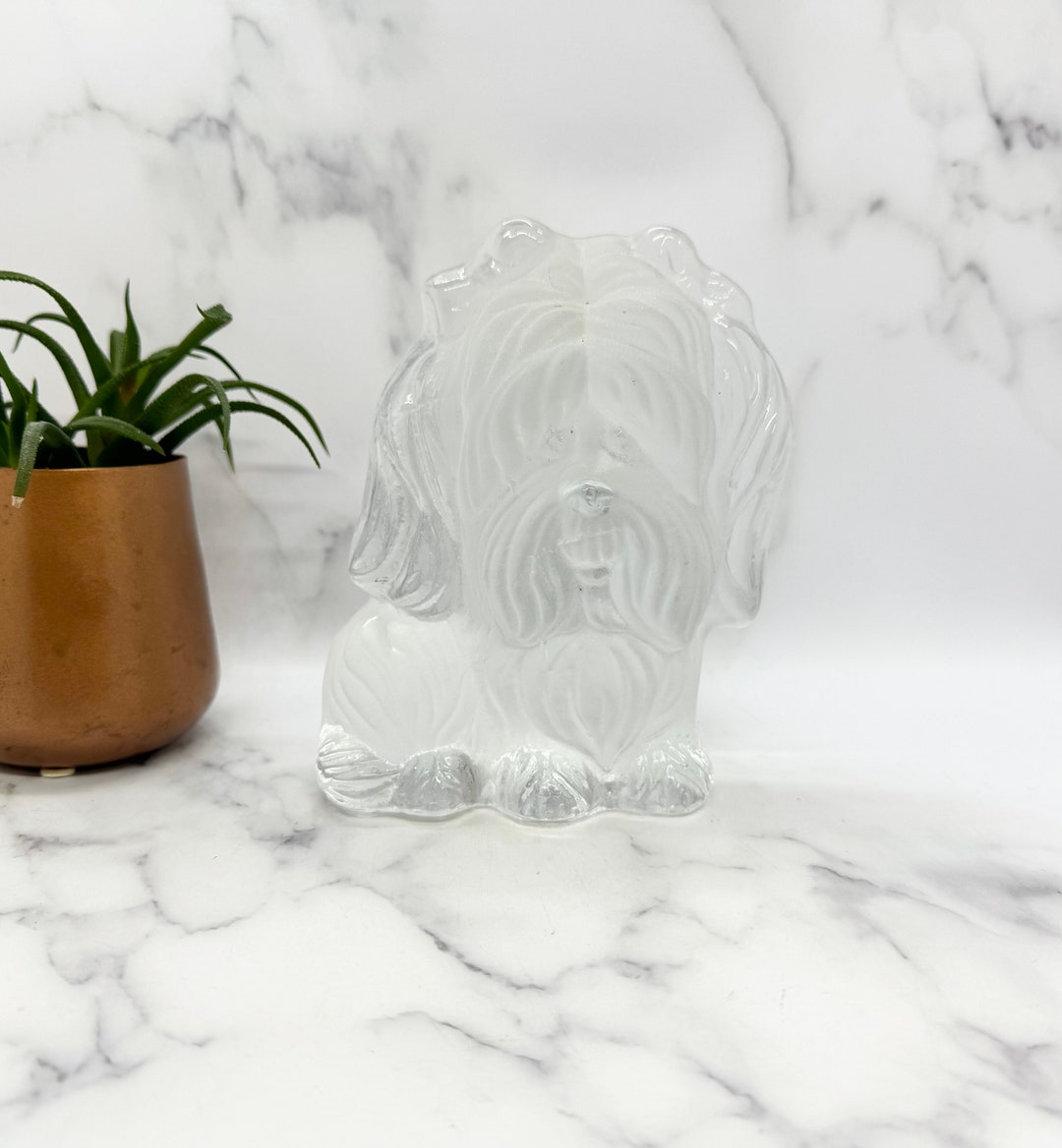 Vintage Viking Glass Crystal Clear Dog Bookend Figurine - Etsy