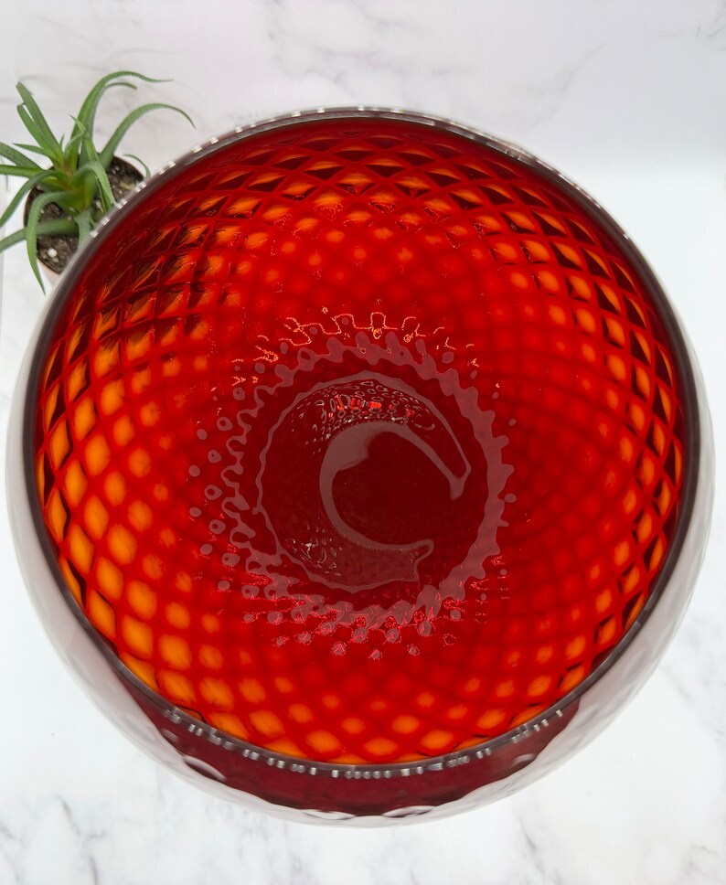 Vintage Ruby Red Italian Empoli Glass Optics Brandy Snifter Vase - Etsy