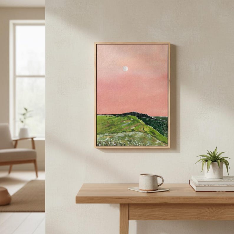 Pink Sky Landscape Art Print: Framed Canvas Wall Decor - Etsy