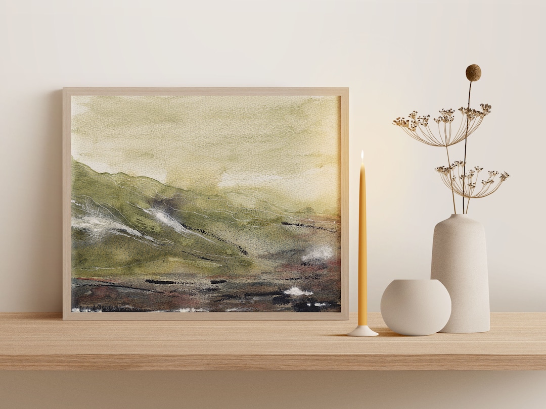 Green Earthy Abstract Art Print, Contemporary Modern Wall Art, Natural ...