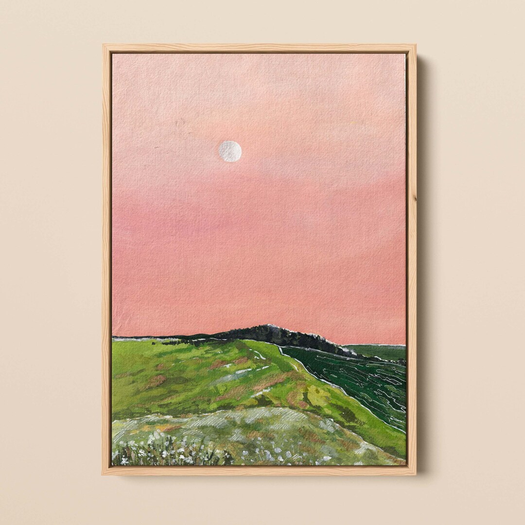 Pink Sky Landscape Art Print: Framed Canvas Wall Decor - Etsy