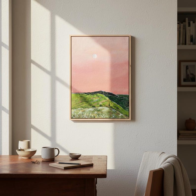 Pink Sky Landscape Art Print: Framed Canvas Wall Decor - Etsy