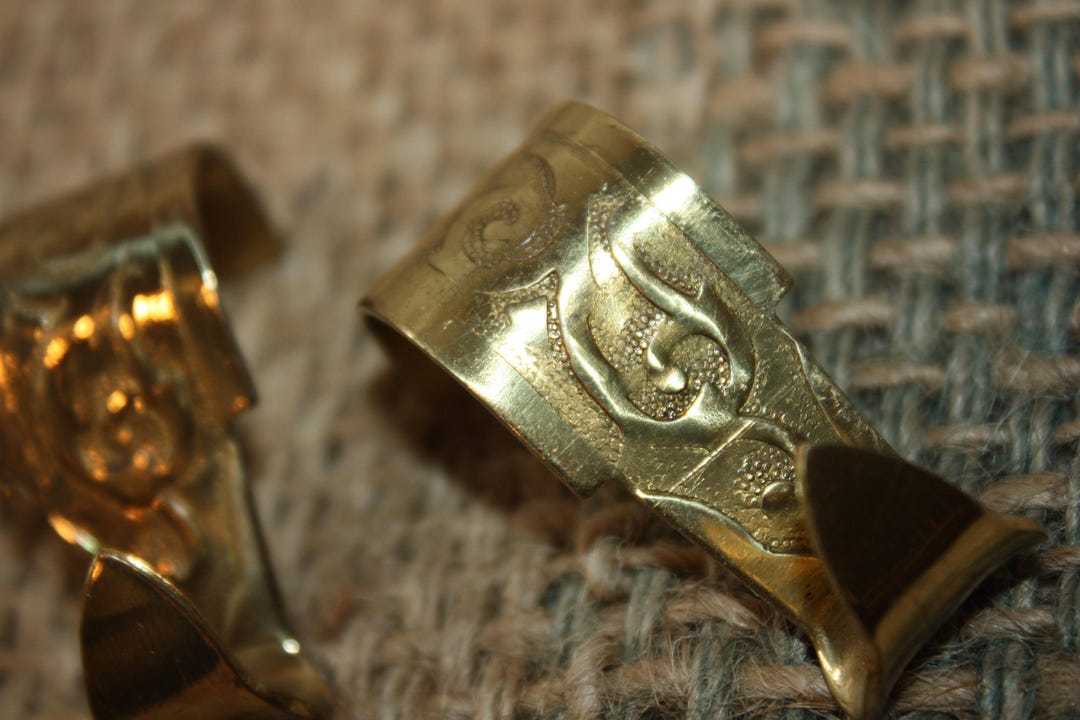 Set of Two Solid Embossed Brass Picture Rail Hangers FREE SHIPPING - Etsy