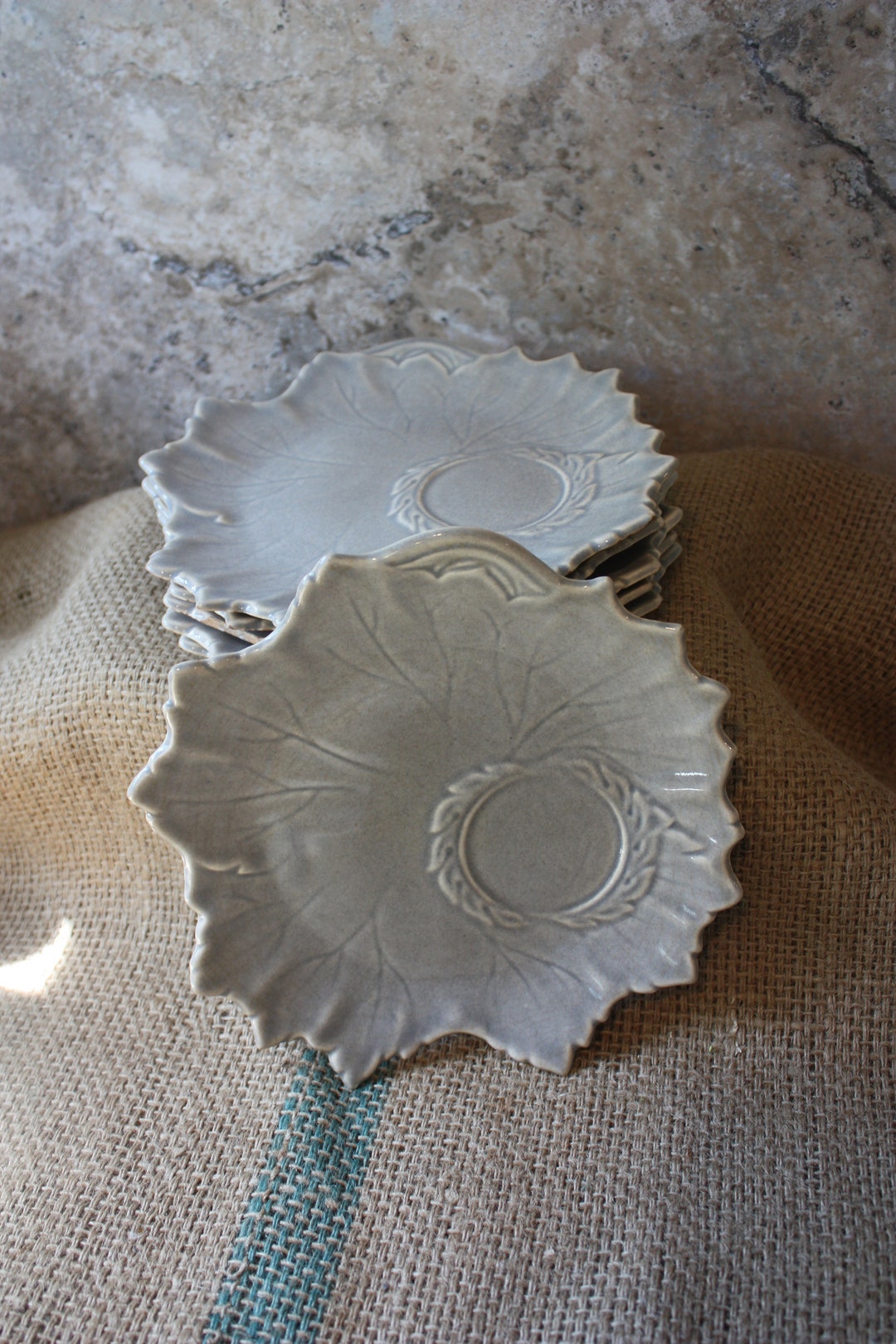 Set of 6 Woodfield Leaf Shaped Tea and Toast Plates From Steubenville ...