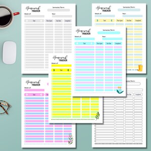 Homework Tracker, Assignment Tracker, Letter Sized, 6 Colors, Digital ...