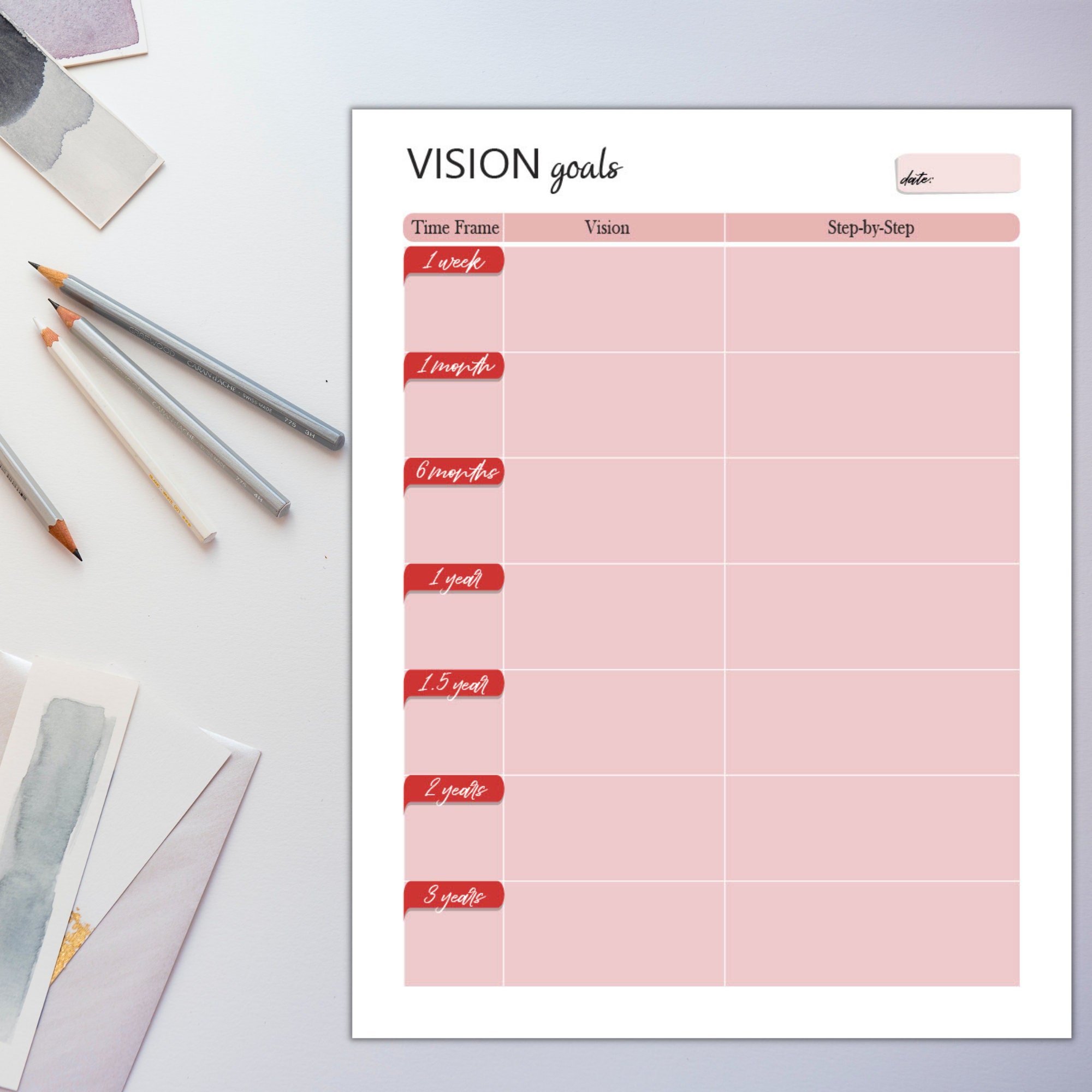 Long Term Goals, Vision Goal Setting, Letter Sized, Digital Download ...