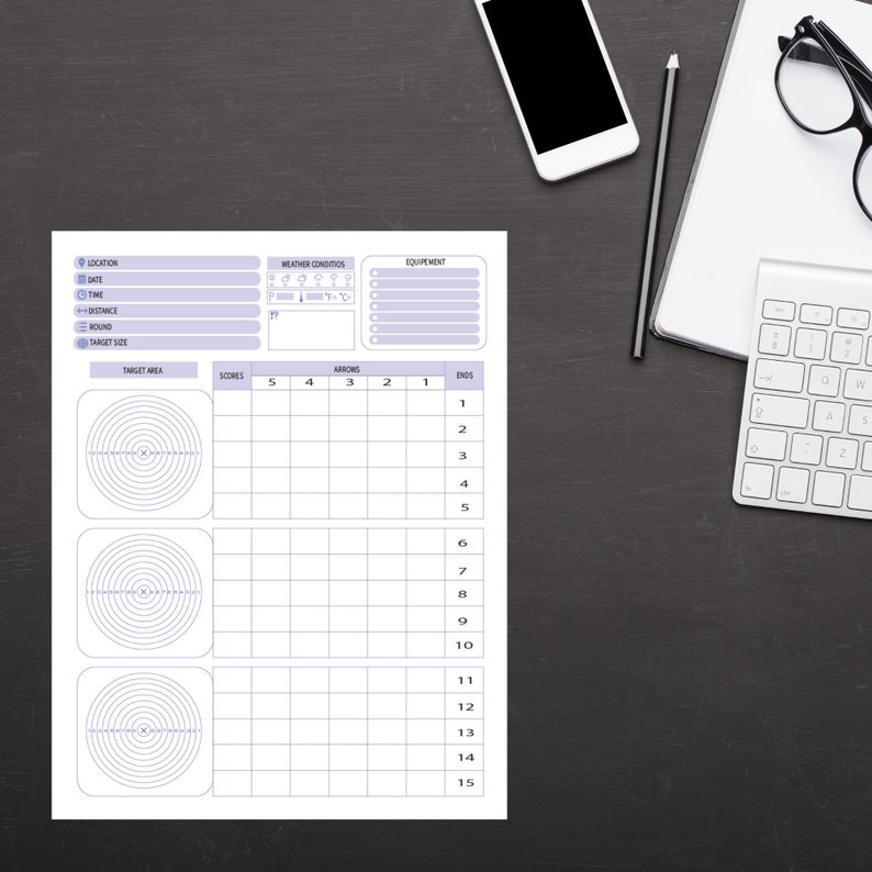 Archery Training Progress Tracker, Letter Sized, 3 Colors, Digital ...