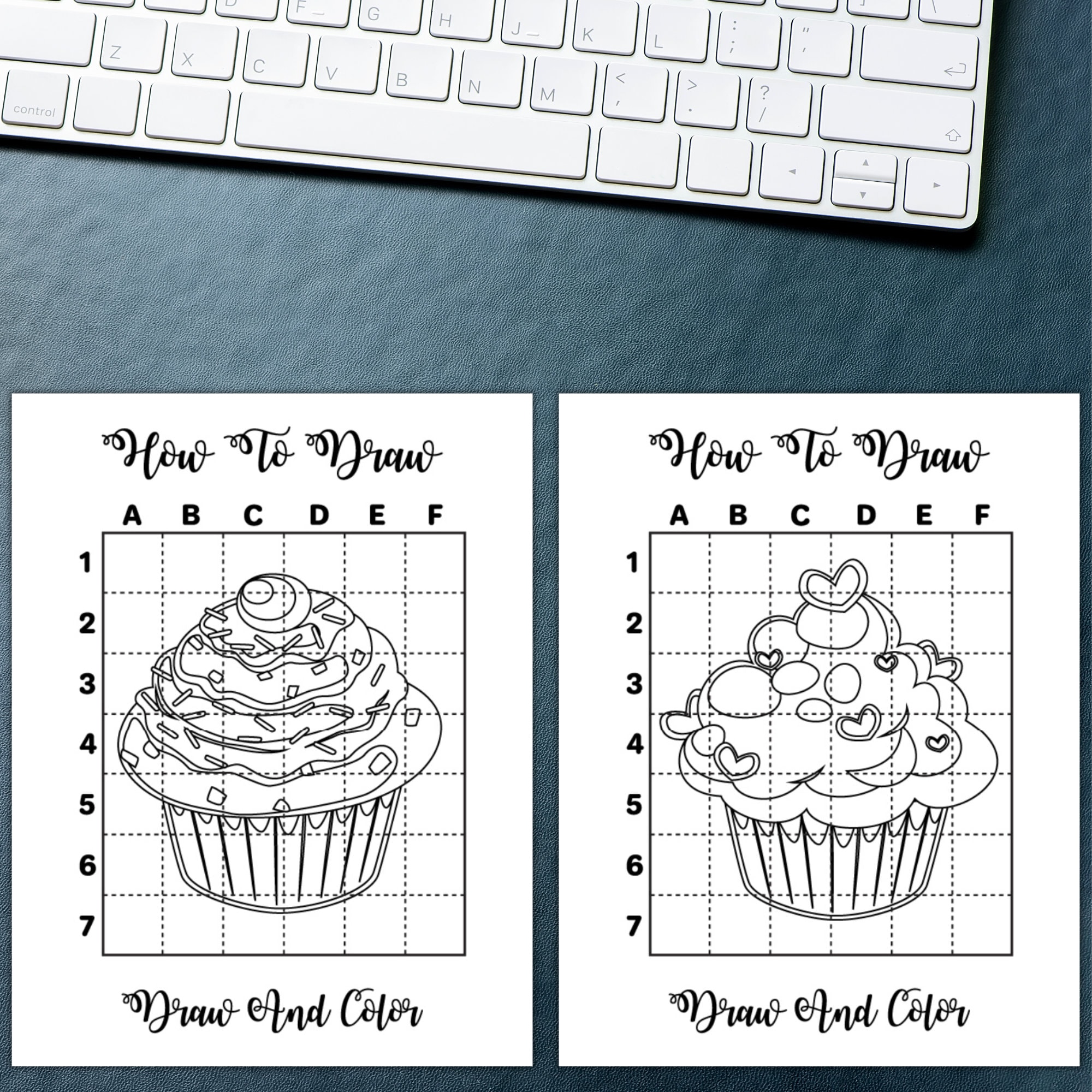 How to Draw Cupcakes Grid Drawing 20 Page Adult Coloring - Etsy