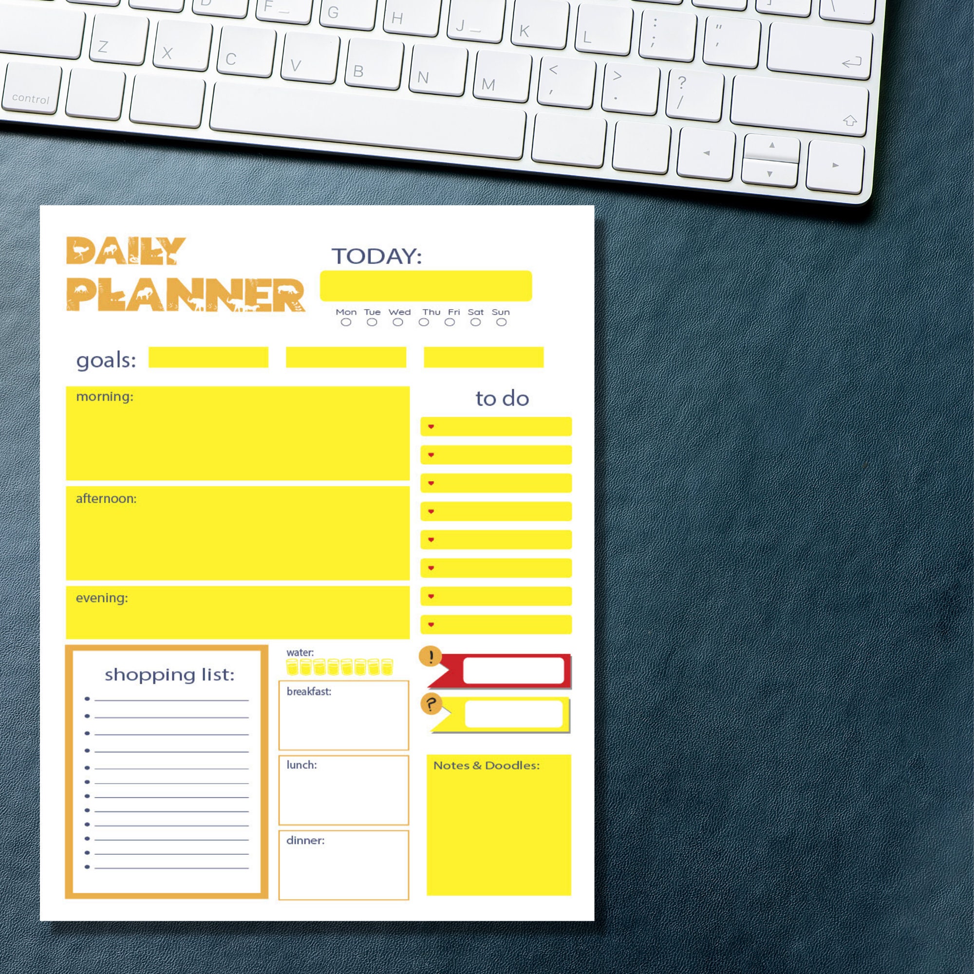 Daily Planner, Letter Sized, 6 Colors, Digital Download, Print at Home ...