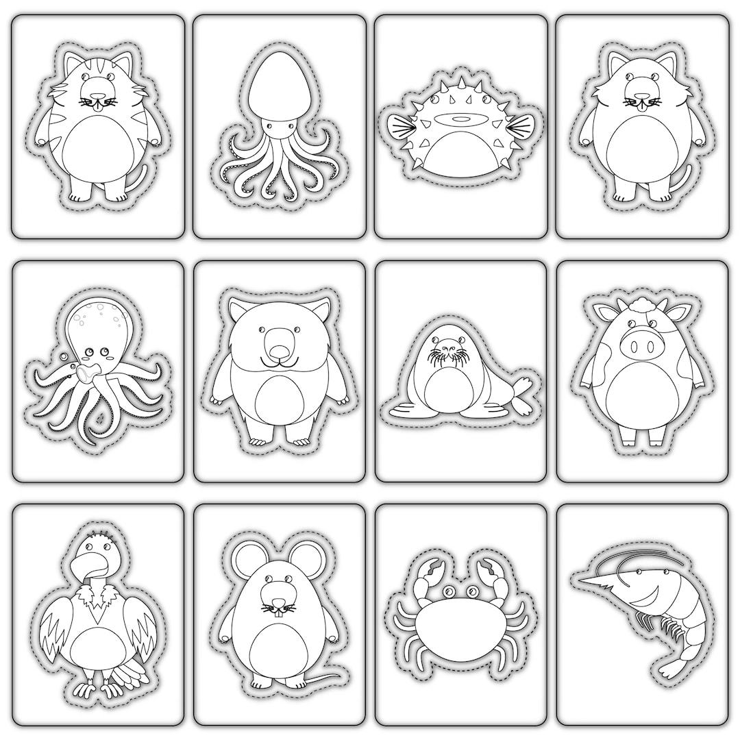 Animal Coloring Pages & Scissors Skills, 50 Pack, Children's Activity ...