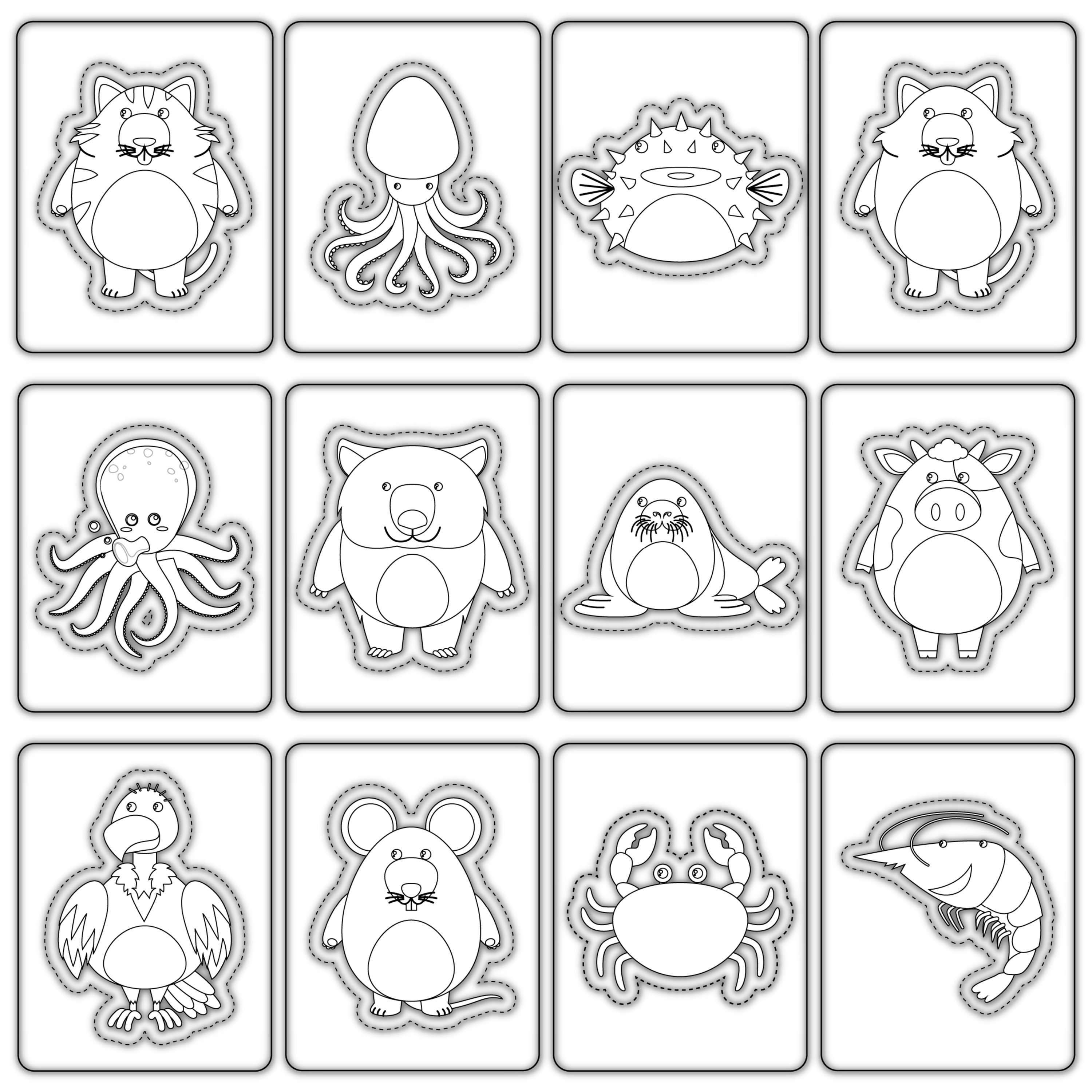 Animal Coloring Pages & Scissors Skills 50 Pack - Etsy