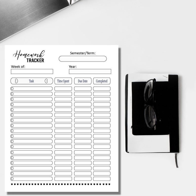 Homework Tracker, Assignment Tracker, Letter Sized, 6 Colors, Digital ...