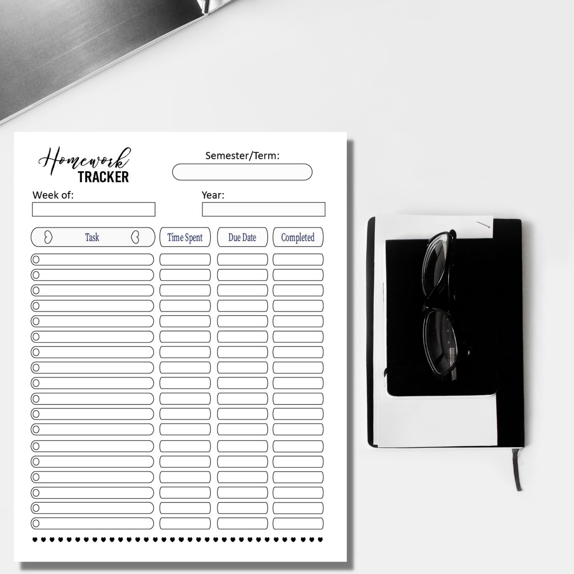 Homework Tracker, Assignment Tracker, Letter Sized, 6 Colors, Digital ...