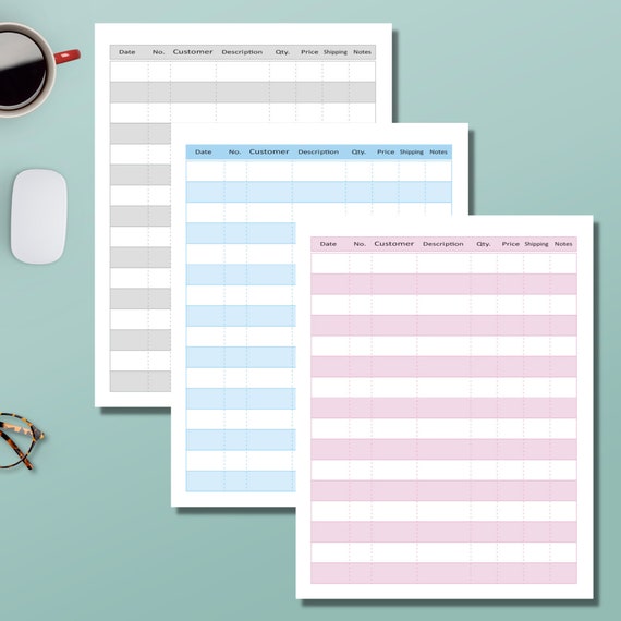 Letter Sized Sales Order Log Book 3 Colors Digital Download Print At ...