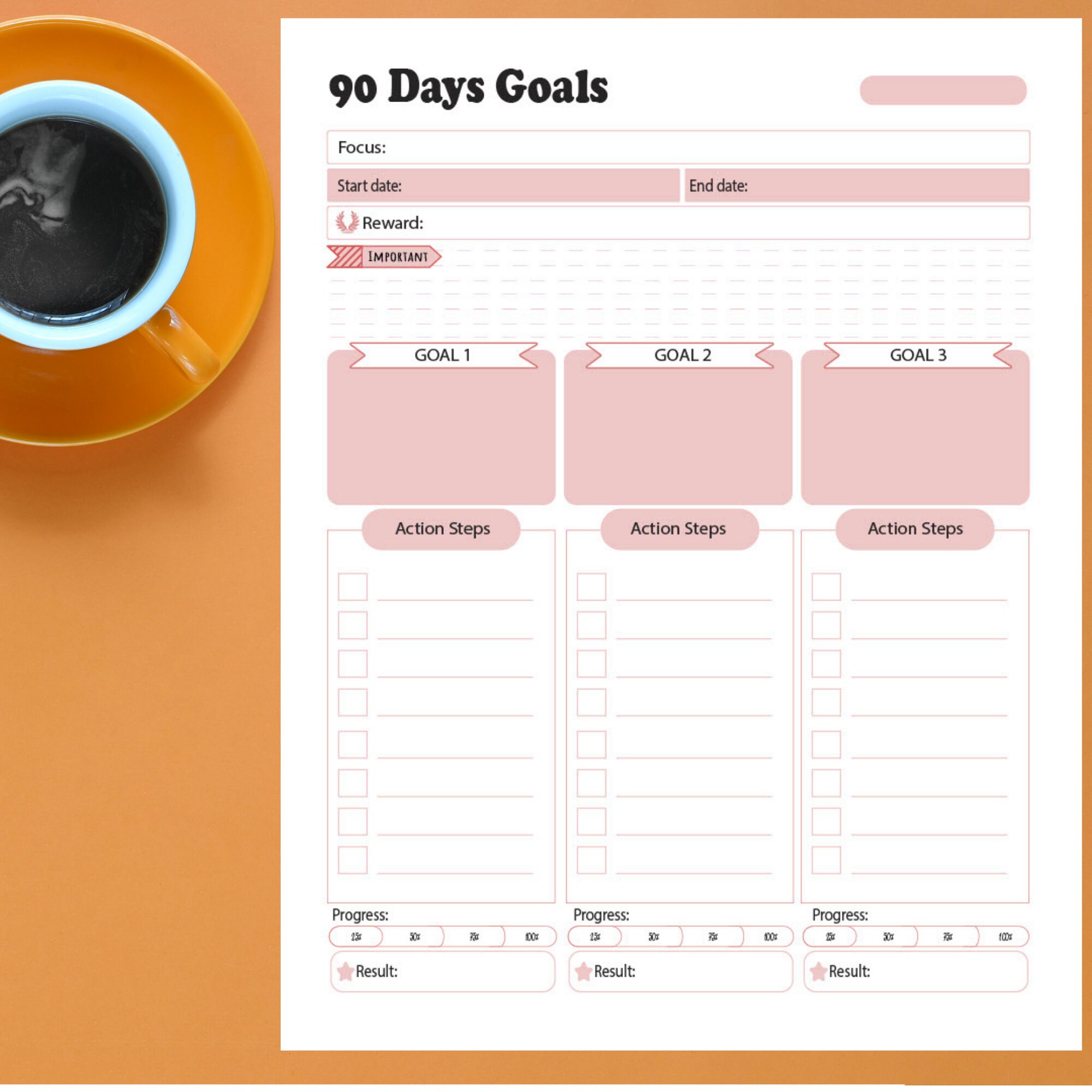 90 Day Goal Tracker, Habit Tracker, Letter Sized, Digital Download ...