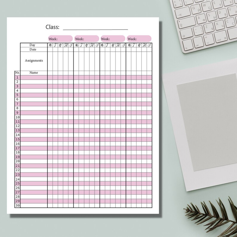 Class Grade Tracker, Letter Sized, 6 Colors, Digital Download, Print at ...