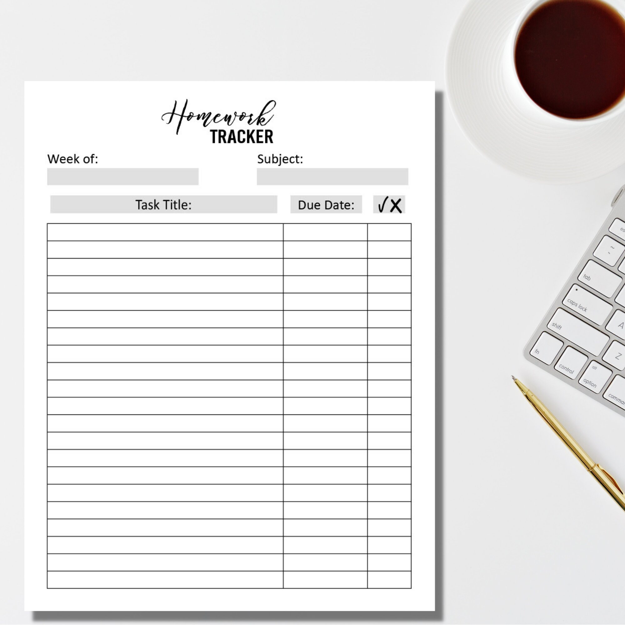 Homework Tracker, Assignment Tracker, Letter Sized, 6 Colors, Digital ...