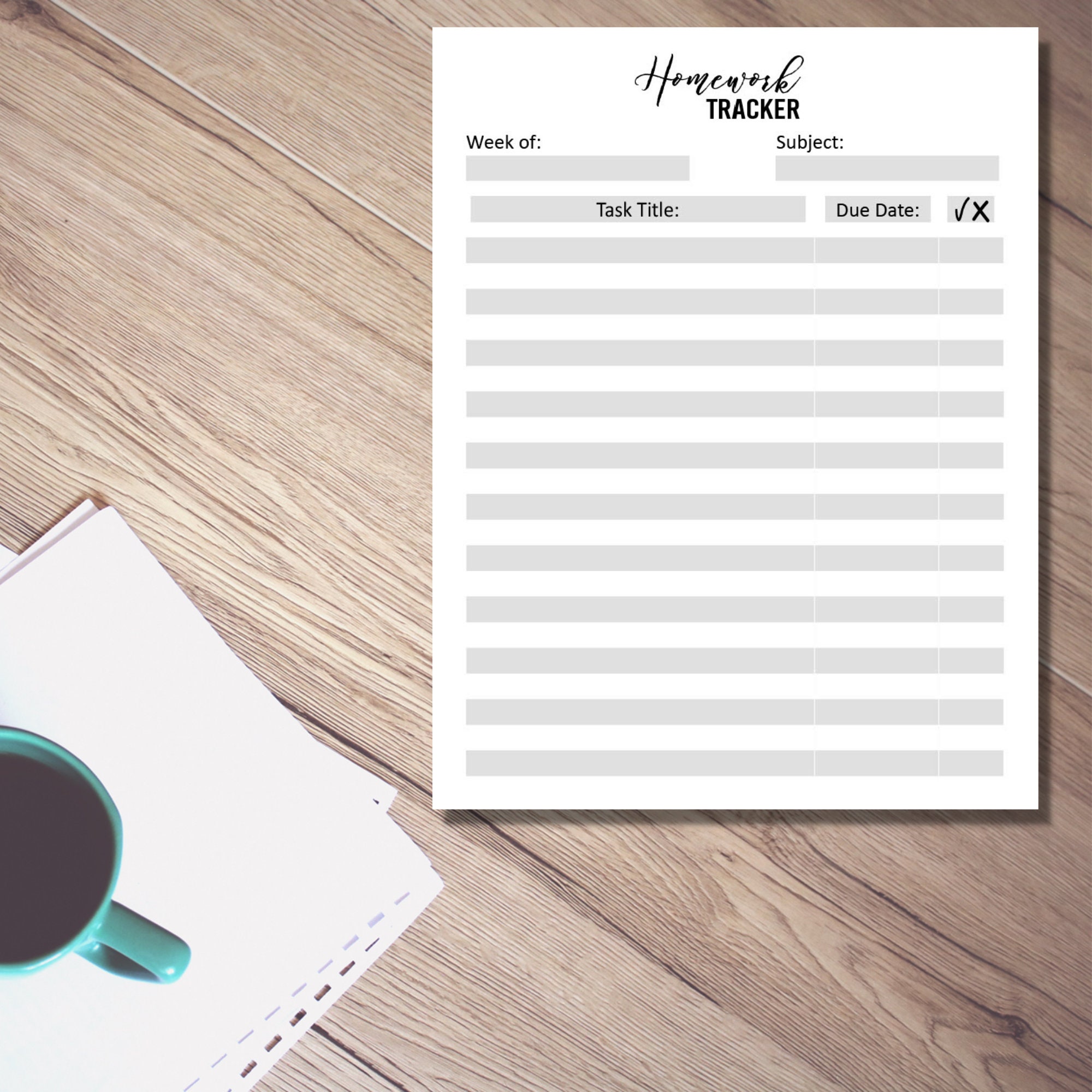 Homework Tracker, Assignment Tracker, Letter Sized, 6 Colors, Digital ...