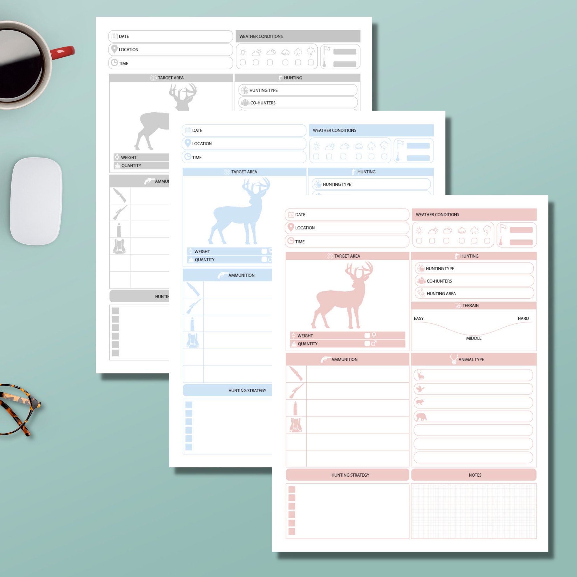 Deer Hunting Logbook, 3 Colors, Letter Sized, Digital Download, Print ...