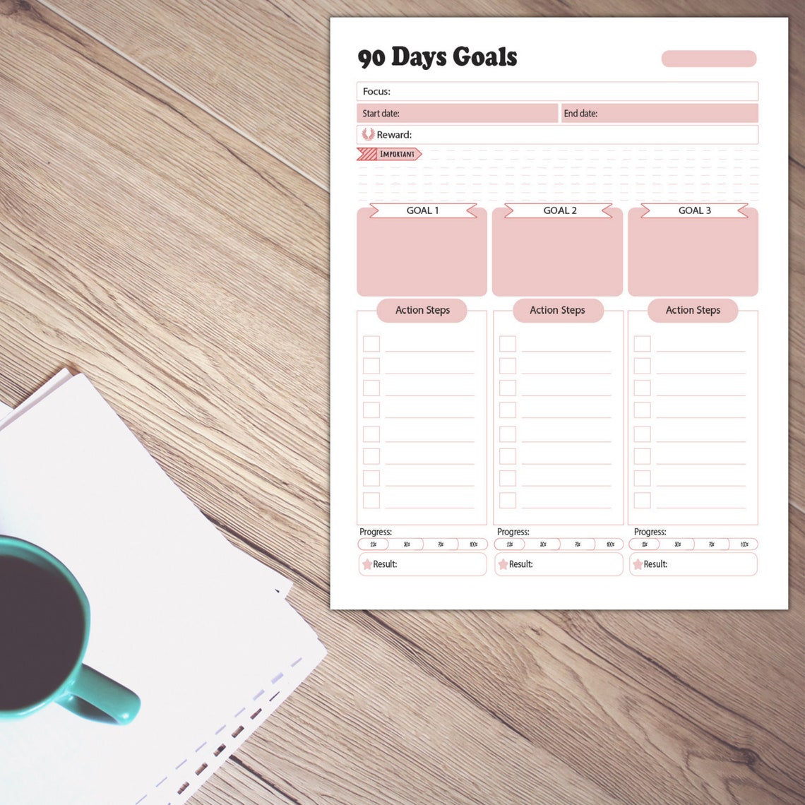 90 Day Goal Tracker, Habit Tracker, Letter Sized, Digital Download ...