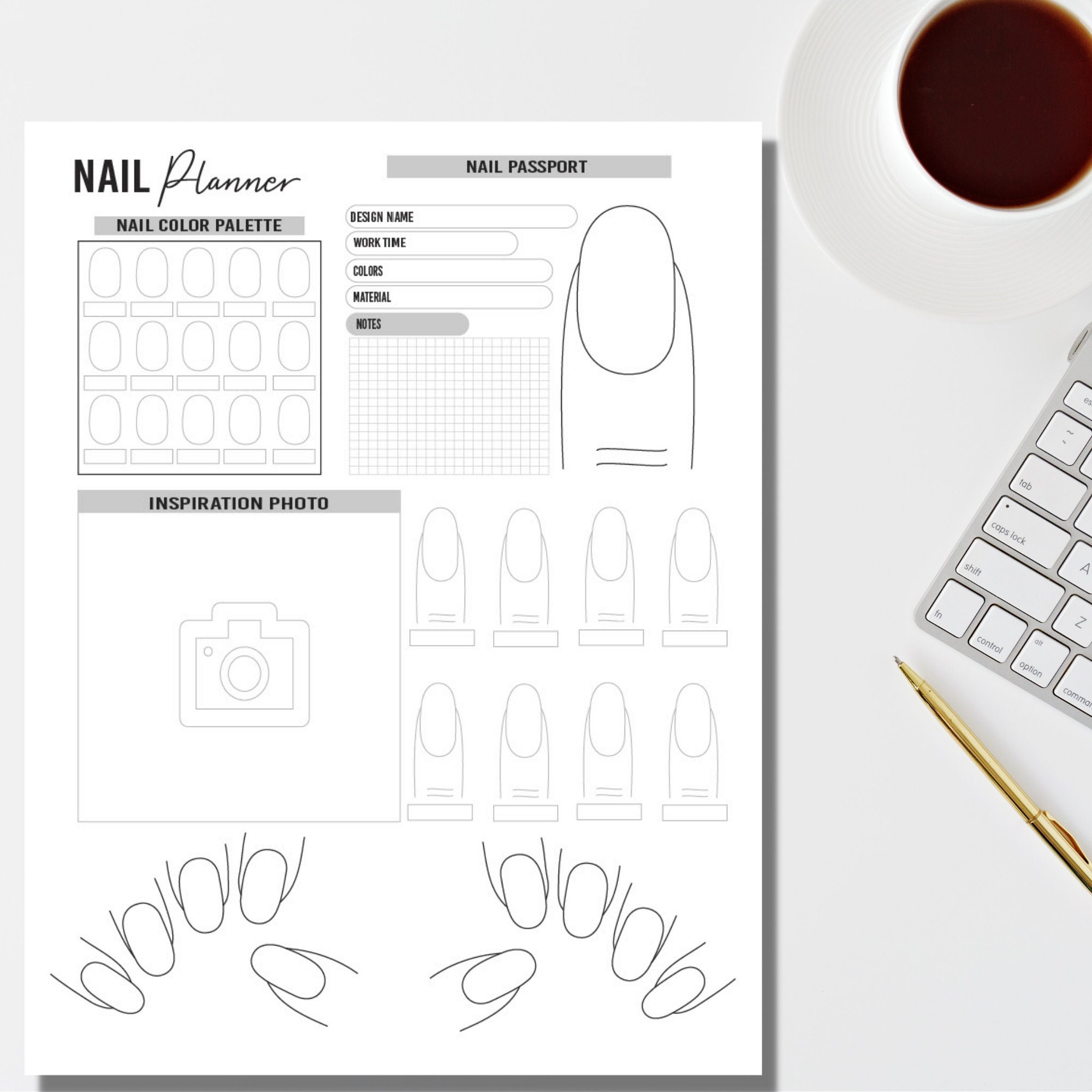 Nail Art Planner Letter Sized 5 Designs Nail Tech Planner - Etsy