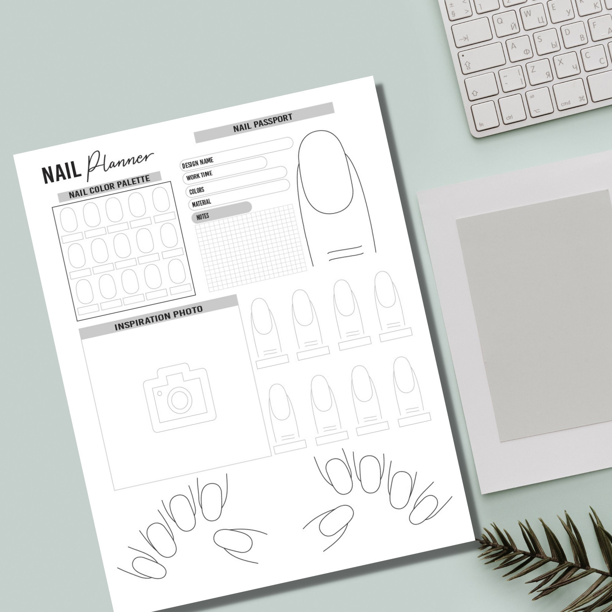Nail Art Planner Letter Sized 5 Designs Digital Download | Etsy