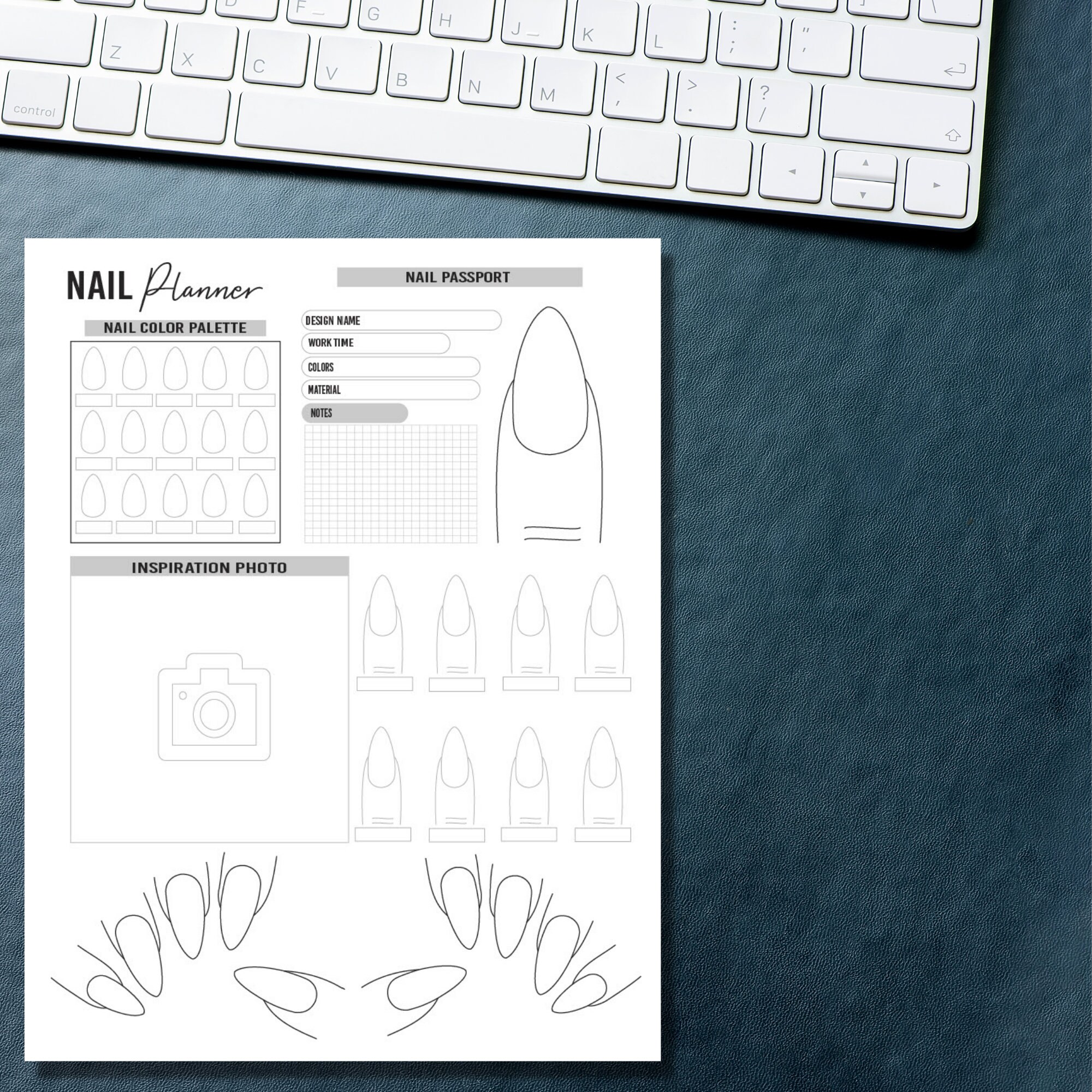 Nail Art Planner Letter Sized 5 Designs Digital Download | Etsy