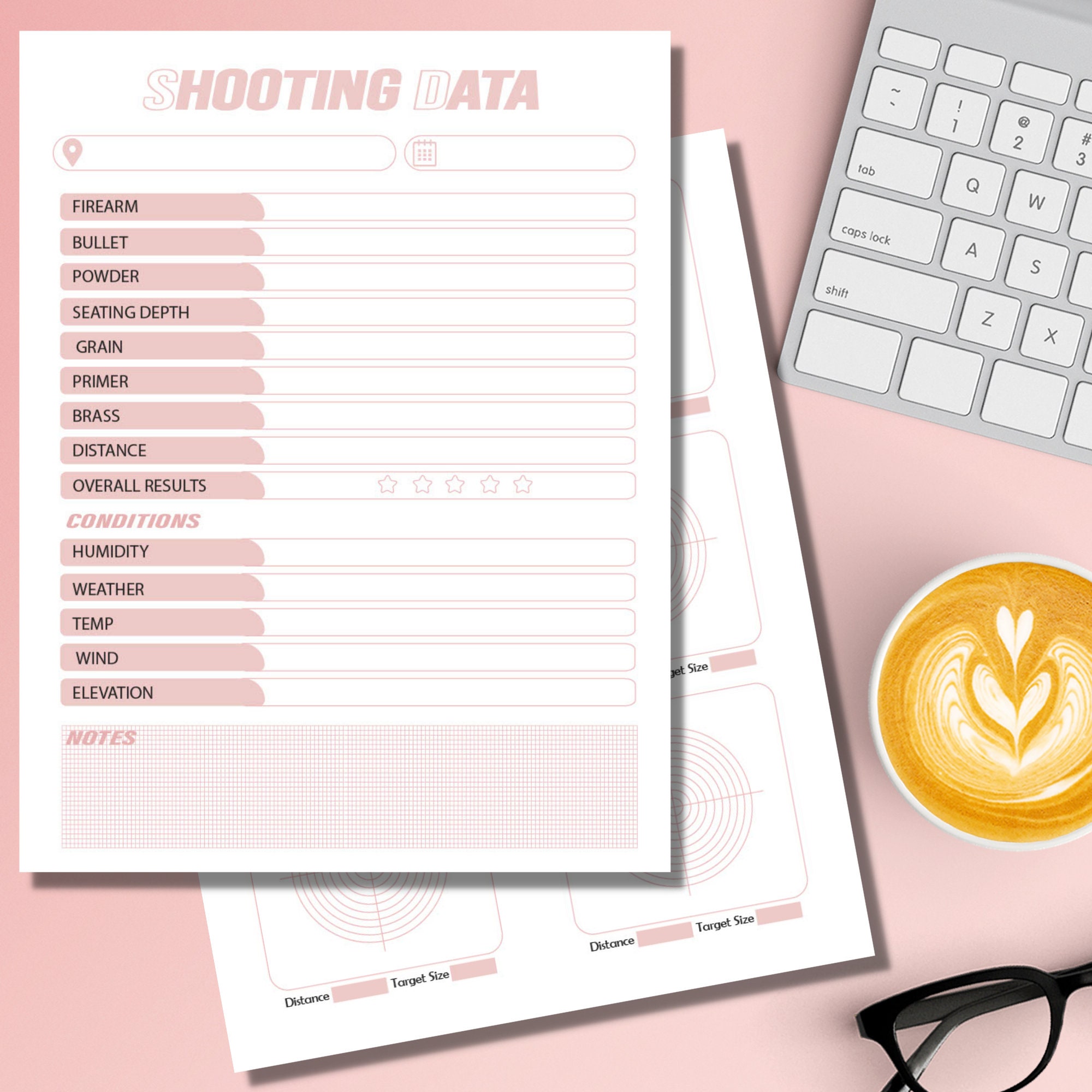 Shooting Range Data Log, Letter Sized, 3 Colors, 6 Pages, Digital ...