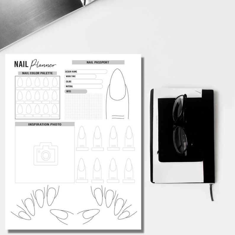 Nail Art Planner Letter Sized 5 Designs Digital Download | Etsy