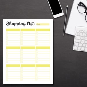 Grocery Shopping List, Letter Sized, 4 Colors, Digital Download, Print ...