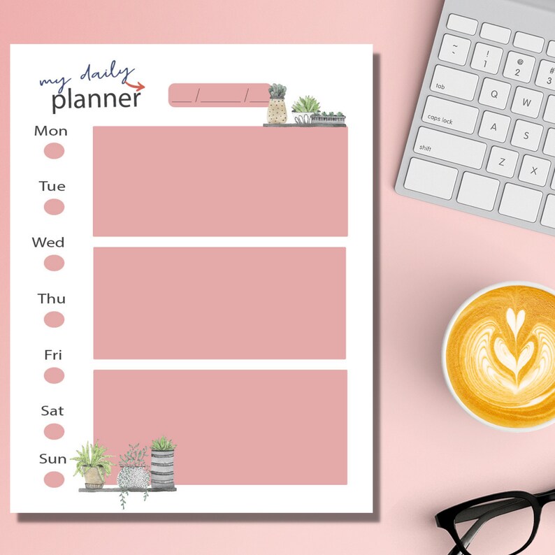 Daily Planner, Letter Sized, 5 Colors, Digital Download, Print at Home ...