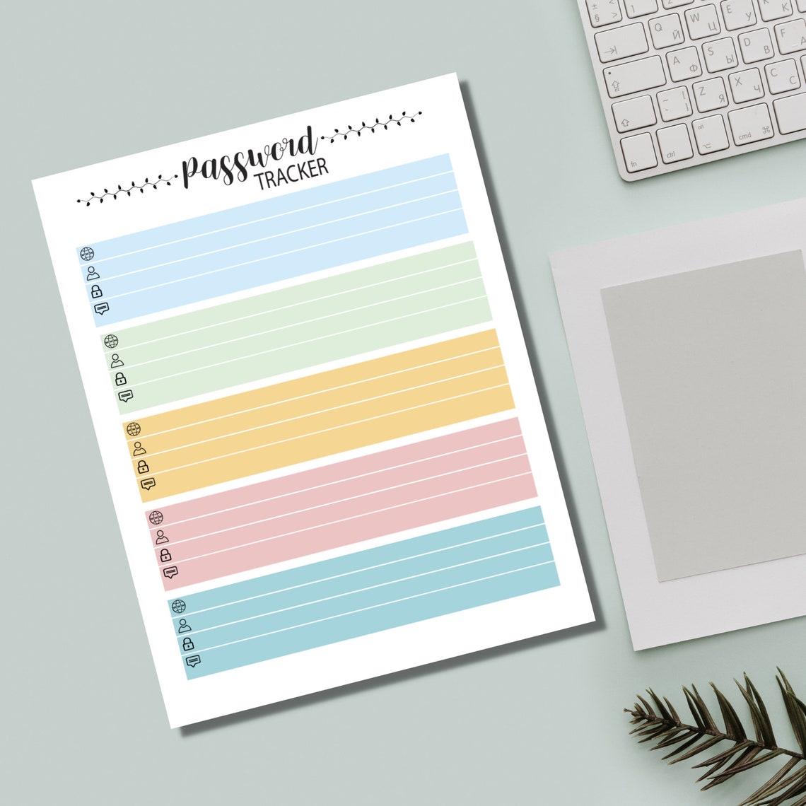 Password Tracker, Letter Sized, Digital Download, Print at Home - Etsy