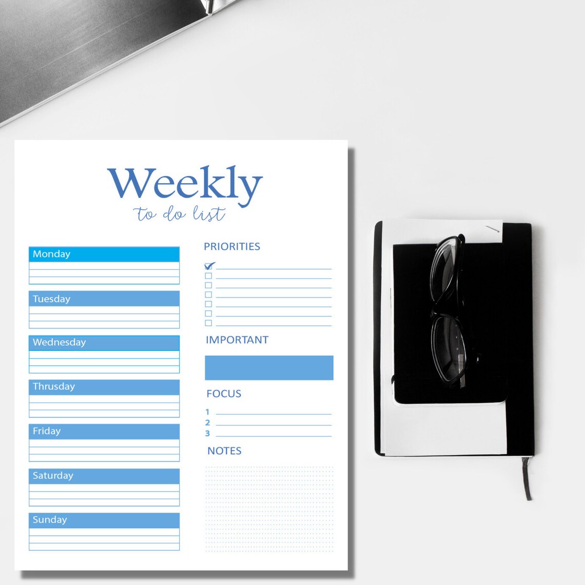 Weekly Planner, Letter Sized, 5 Colors, Digital Download, Print at Home ...