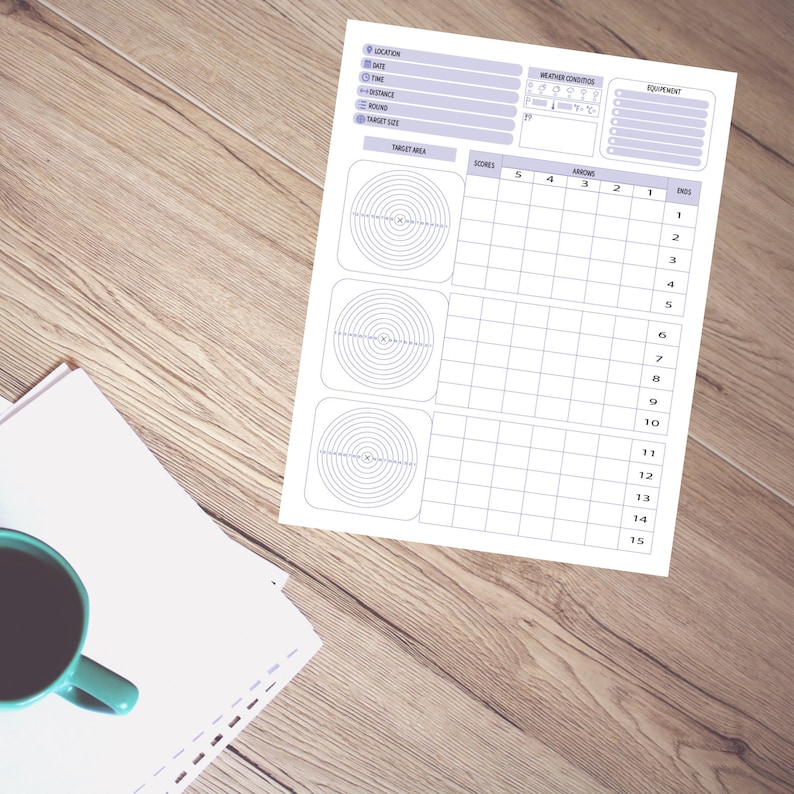 Archery Training Progress Tracker, Letter Sized, 3 Colors, Digital ...