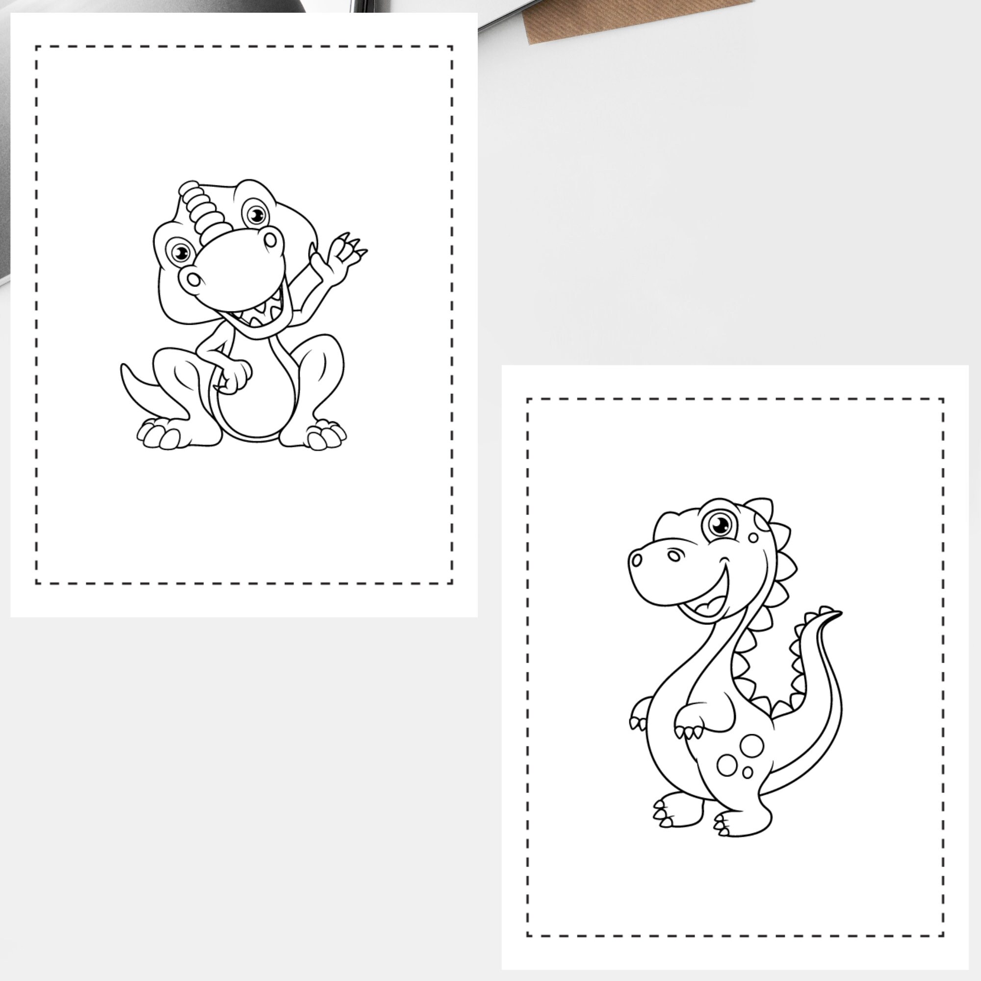Dinosaur Coloring Book Pages Dino Color Page 20 Pack Animal - Etsy