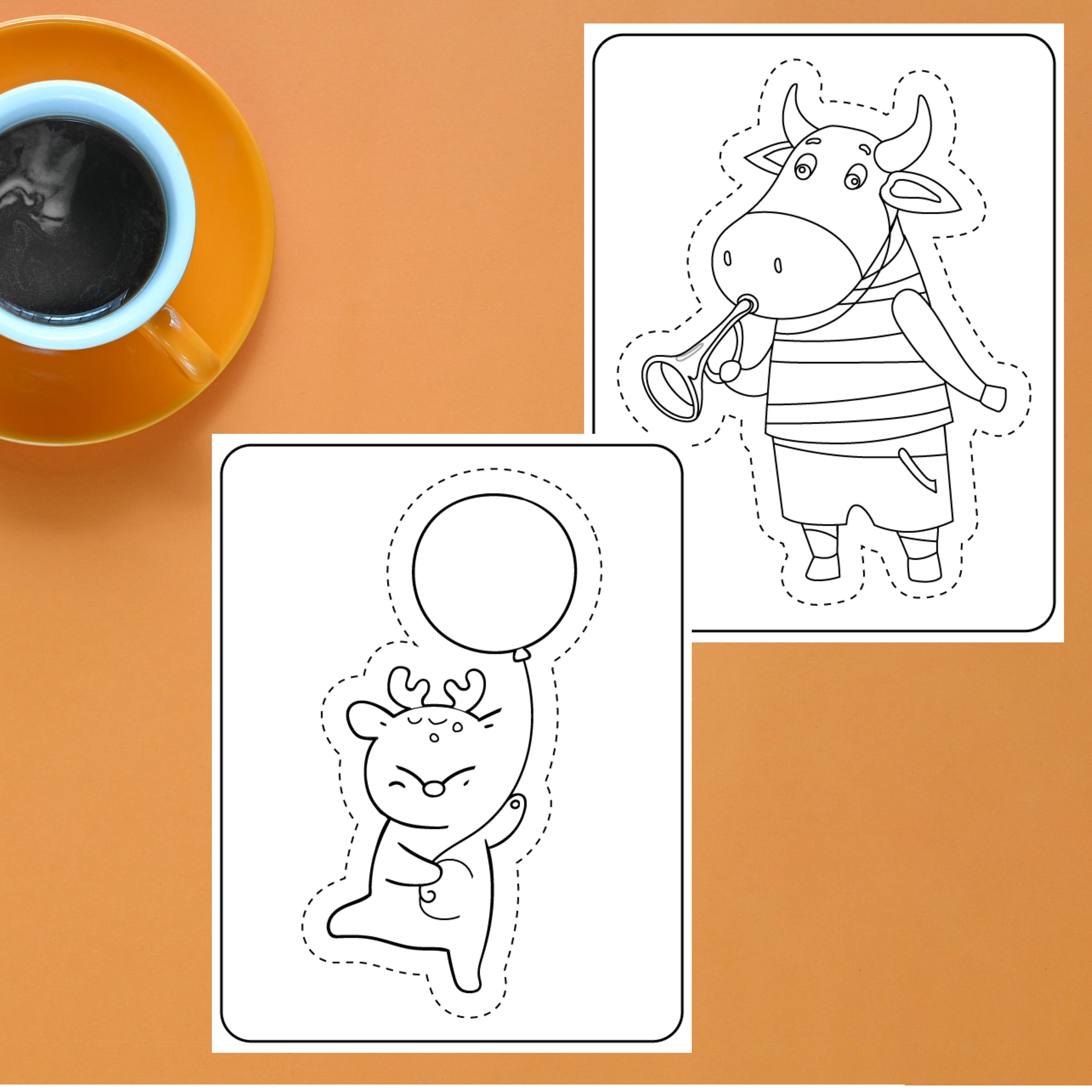 Animal Coloring Pages & Scissors Skills, 50 Pack, Children's Activity ...